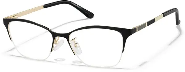 Zenni Cat-eye Semi-rimless Eyeglasses - Black And Gold