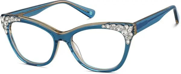 Zenni Vintage Cat-eye Full Rim Eyeglasses - Blue