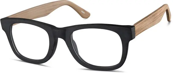 Zenni Artsy Square Woodgrain Eyeglasses Frame - Black