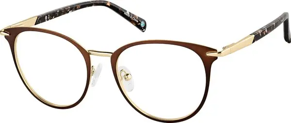 Zenni Round Eyeglasses Full Rim Stainless Steel Frame - Brown