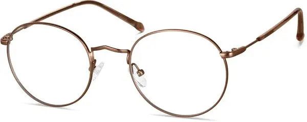 Zenni Round Eyeglasses Full Rim Stainless Steel Frame - Brown