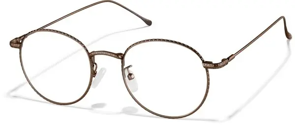 Zenni Round Eyeglasses Full Rim Stainless Steel Frame - Brown