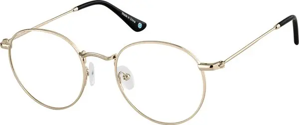 Zenni Round Eyeglasses Full Rim Stainless Steel Frame - Gold