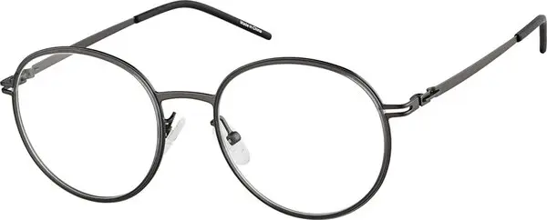 Zenni Round Eyeglasses Full Rim Stainless Steel Frame - Gray