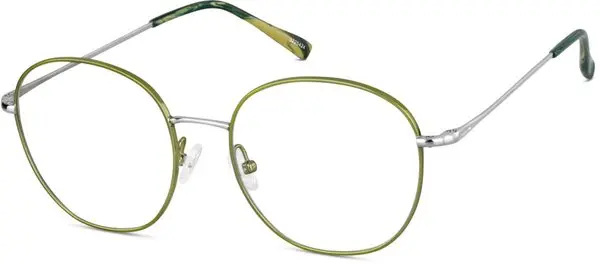 Zenni Round Eyeglasses Full Rim Stainless Steel Frame - Green