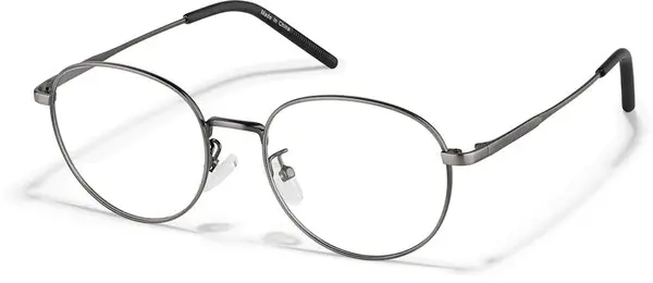 Zenni Round Eyeglasses With Stainless Steel Full Rim Frame - Gunmetal Gray