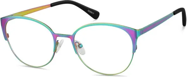 Zenni Round Eyeglasses Full Rim Stainless Steel Frame - Iridescent