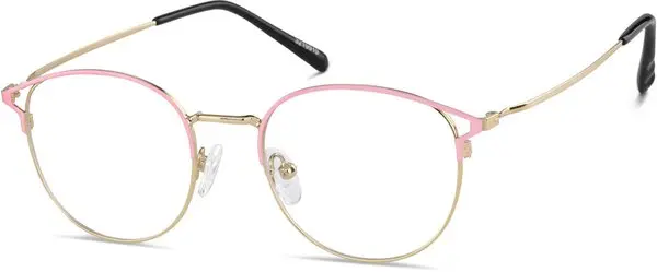 Zenni Round Eyeglasses Full Rim Stainless Steel Frame - Pink