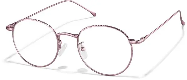 Zenni Round Eyeglasses Full Rim Stainless Steel Frame - Pink