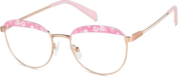Zenni Round Eyeglasses Full Rim Stainless Steel Frame - Pink/rose Gold