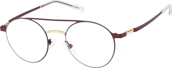 Zenni Round Eyeglasses Full Rim Stainless Steel Frame - Red