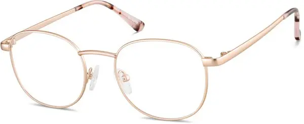 Zenni Round Eyeglasses Full Rim Stainless Steel Frame - Rose Gold