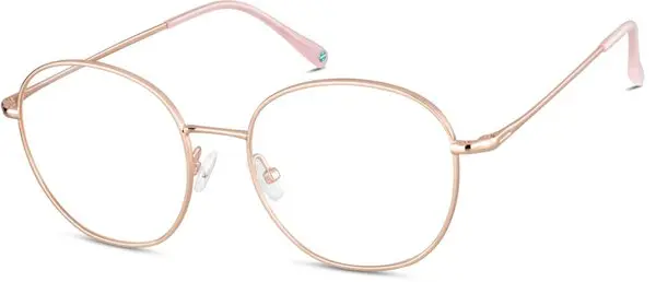 Zenni Round Eyeglasses Stainless Steel Full Rim Frame - Rose Gold