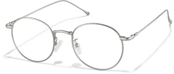 Zenni Round Eyeglasses Full Rim Stainless Steel Frame - Silver