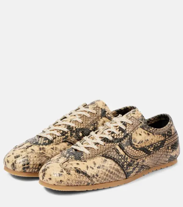 Dries Van Noten Snake-effect Leather Sneakers