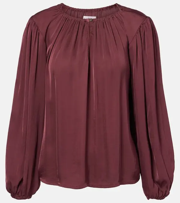 Velvet By Graham & Spencer Riona Satin Blouse - Brown
