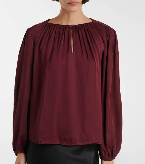 Velvet By Graham & Spencer Riona Satin Blouse - Brown