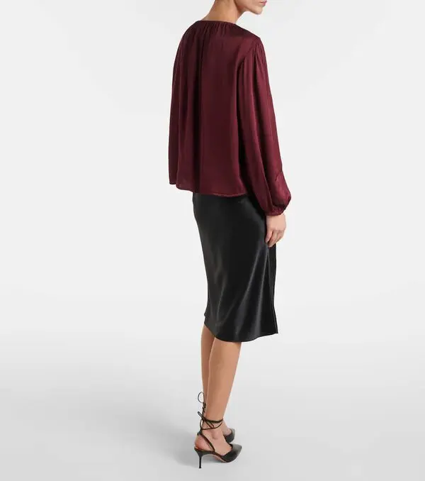Velvet By Graham & Spencer Riona Satin Blouse - Brown