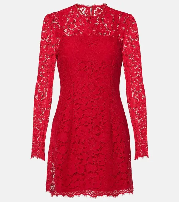Dolce & Gabbana Cotton-blend Lace Minidress - Red