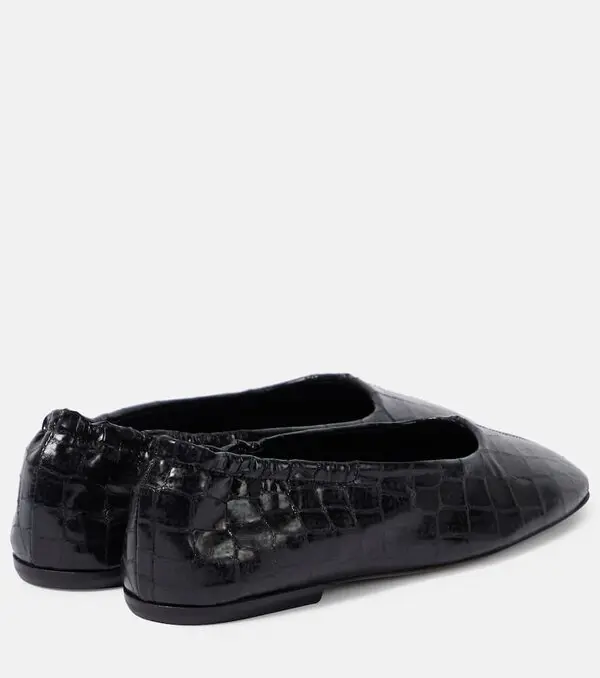 Dries Van Noten Croc-effect Leather Ballet Flats - Black