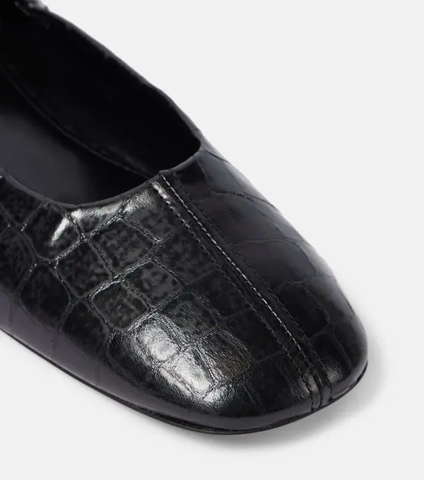 Dries Van Noten Croc-effect Leather Ballet Flats - Black