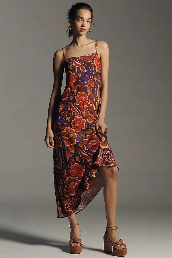 Farm Rio X Sleeveless Cowl-Neck Slip Midi Dress In Multicolor - 45% Off |  Editorialist