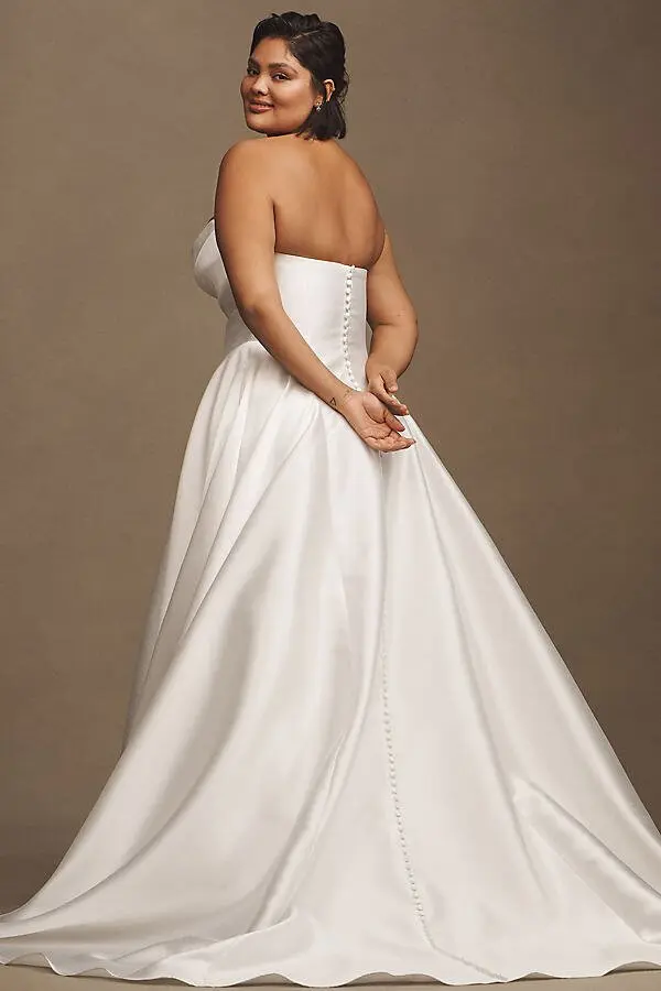 Jenny Yoo Romina Strapless Cowl-neck A-line Taffeta Wedding Gown
