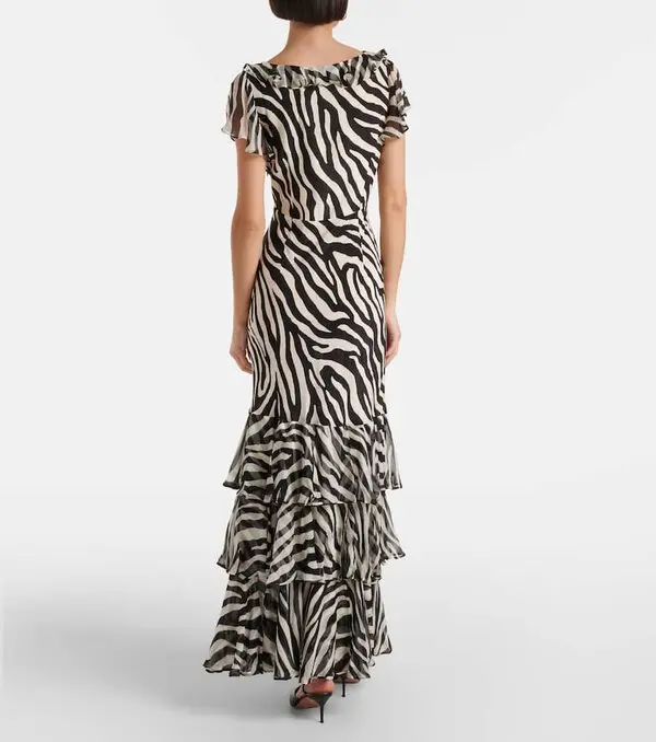 Rixo Amelle Zebra-print Maxi Dress - Black