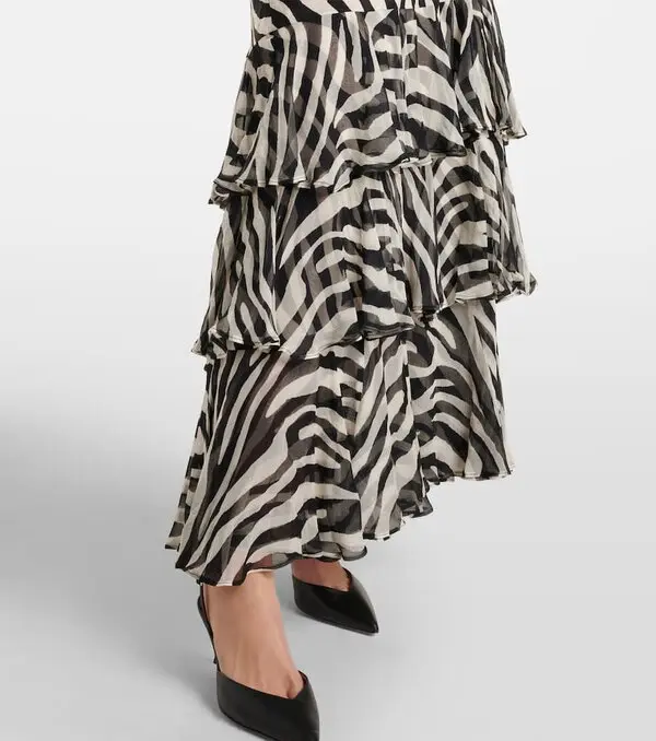Rixo Amelle Zebra-print Maxi Dress - Black