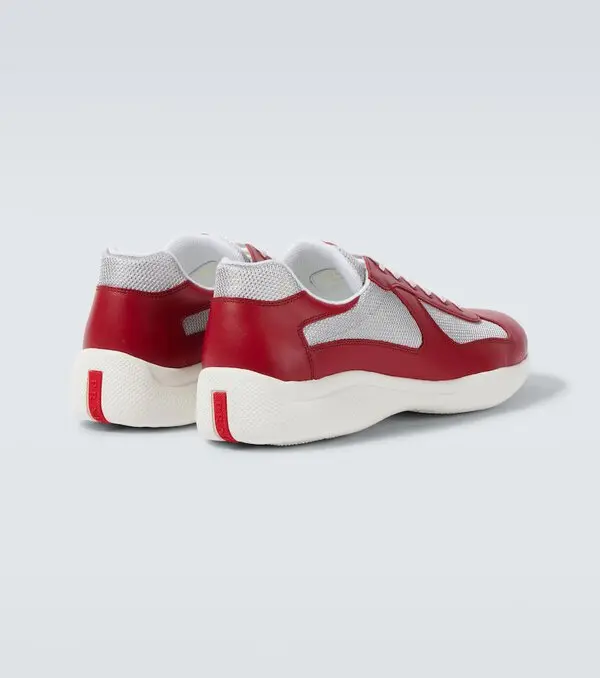 Prada America's Cup Leather-trimmed Sneakers - Red