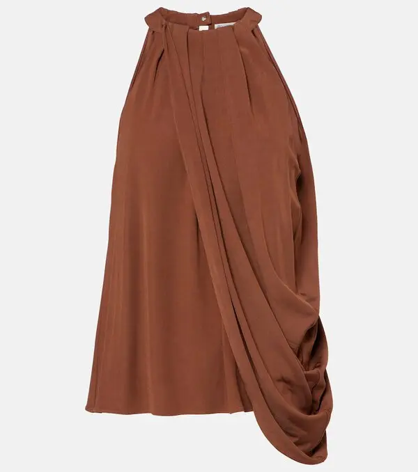 JW Anderson Draped Halterneck Crepe Top - Brown