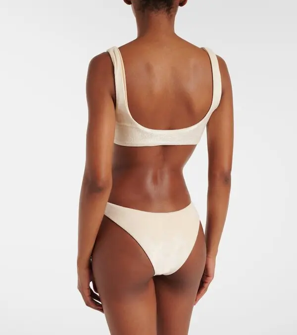 Jade Swim Rounded Edges Terry Bikini Top - Beige