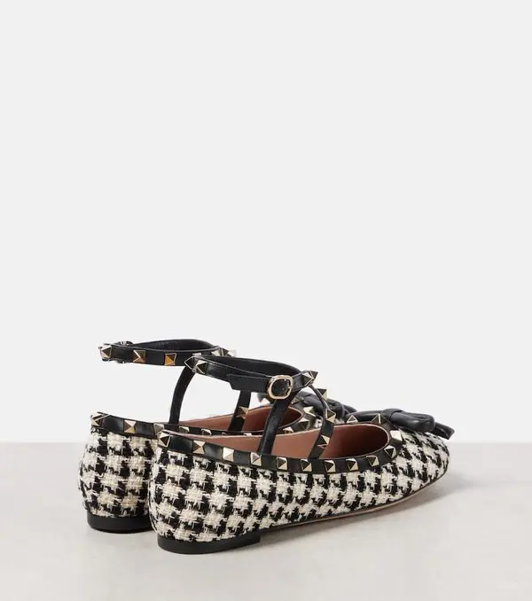 Valentino Garavani Rockstud Boucle Ballet Flats