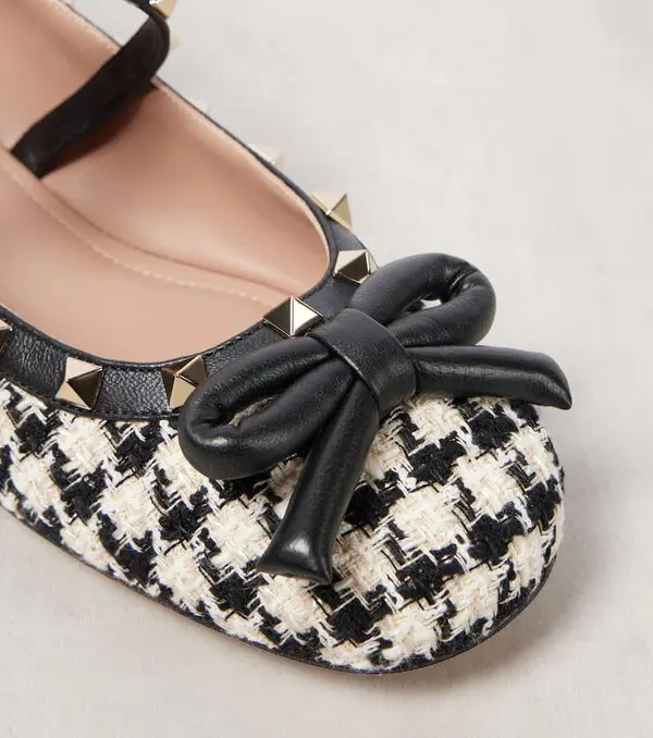 Valentino Garavani Rockstud Boucle Ballet Flats