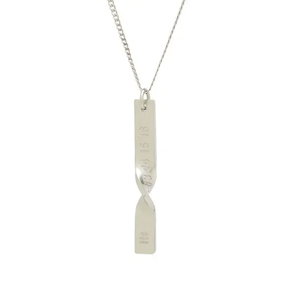 MAISON MARGIELA Twisted Number Logo Bar Necklace - Palladio Semi Polished Plating