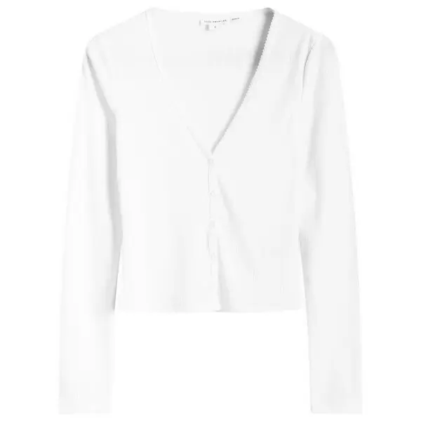 Good American Cotton Pointelle Cardigan - White