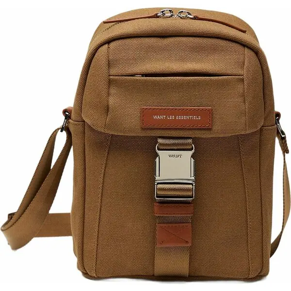 WANT Les Essentiels Brantford Organic Cotton Canvas Crossbody Bag - Dark Camel