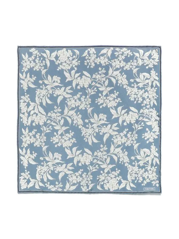 TOM FORD Floral-print Handkerchief - Blue