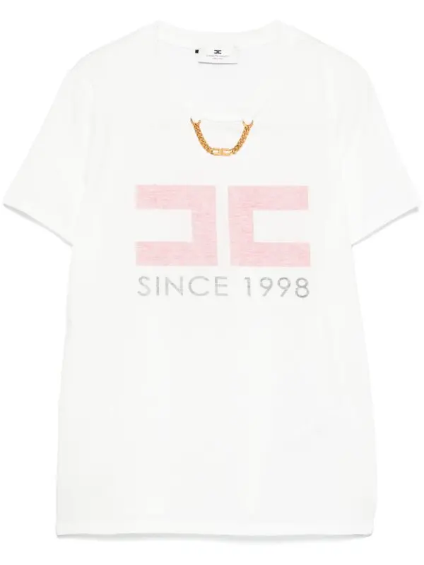 Elisabetta Franchi Logo T-Shirt In White 57% Off Editorialist