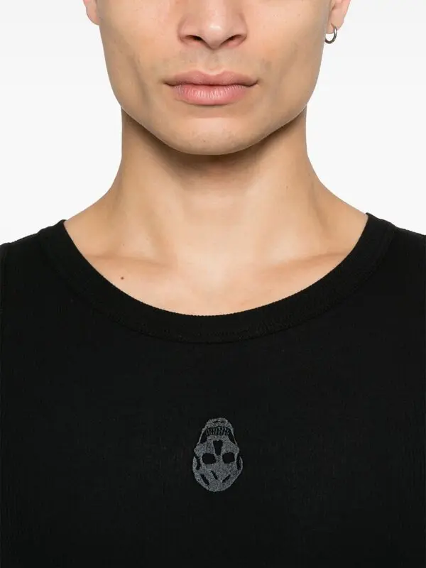 Alexander Mcqueen Skull-Embroidered Tank Top Black Editorialist