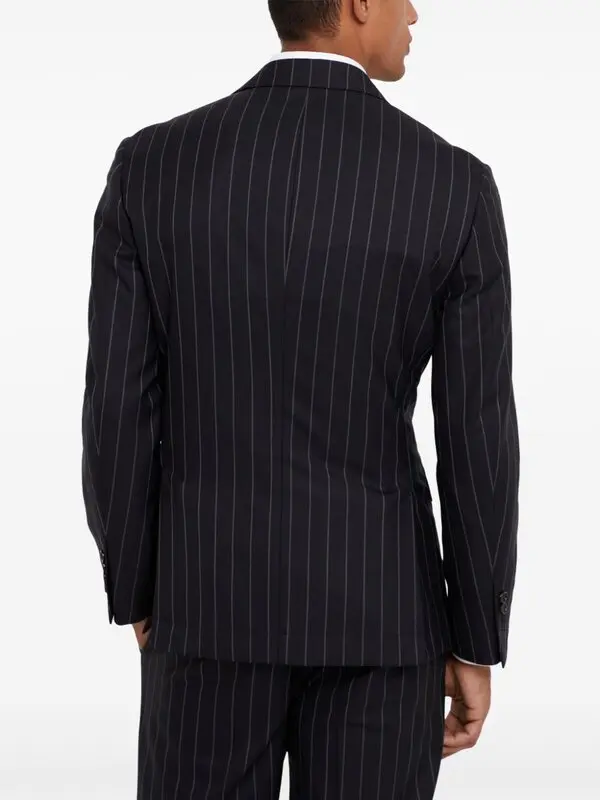 Brunello Cucinelli Pinstripe Wool Blazer - Black