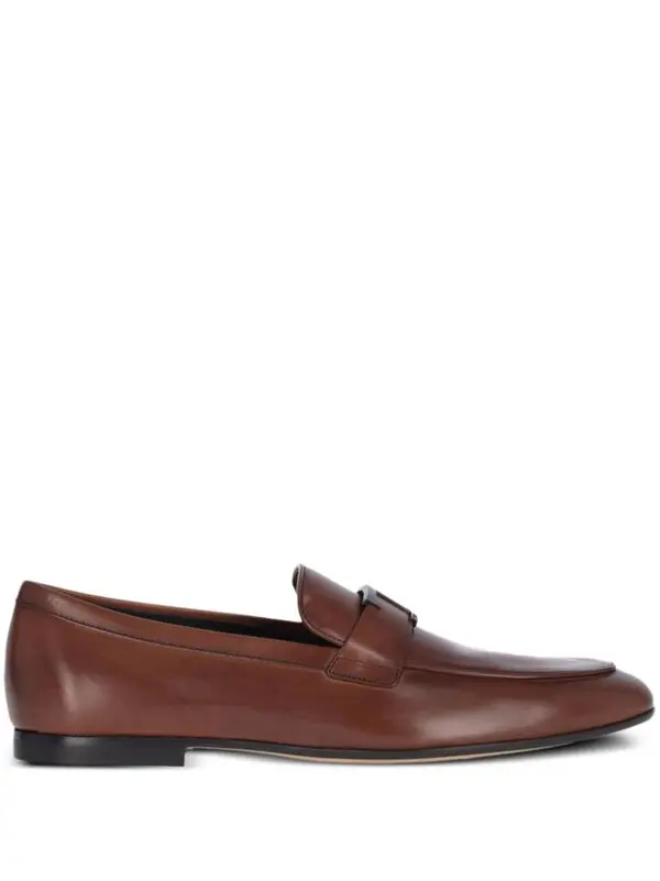 TOD'S Branded Leather Loafers - Brown
