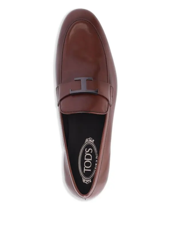TOD'S Branded Leather Loafers - Brown