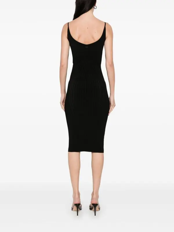 MUGLER Knitted Midi Dress - Black