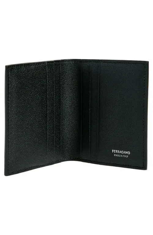 FERRAGAMO Mini Gancio Embossed Leather Bifold Wallet