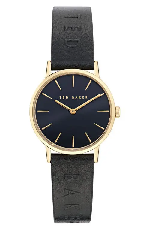 Ted Baker London Classic Leather Strap Watch - Black