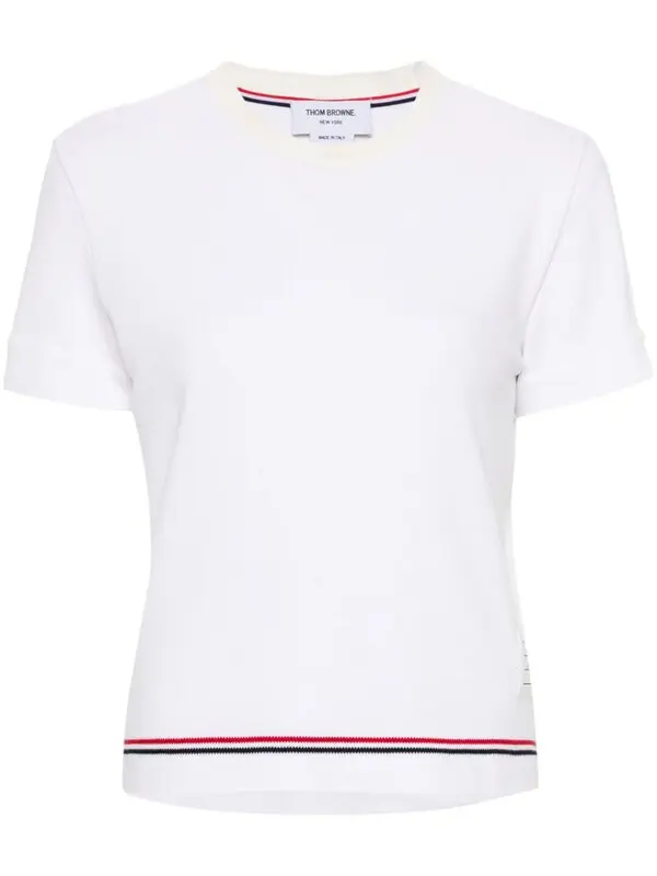 Thom Browne Rwb-stripe Piqué-knit Top - White