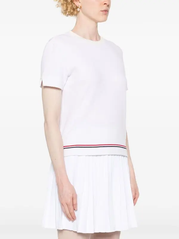 Thom Browne Rwb-stripe Piqué-knit Top