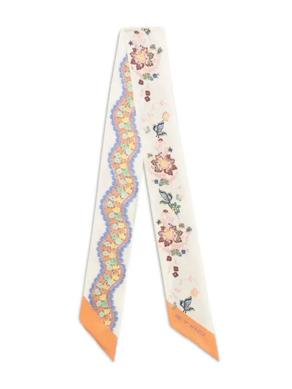 Etro Floral-print Silk Scarf - Neutrals