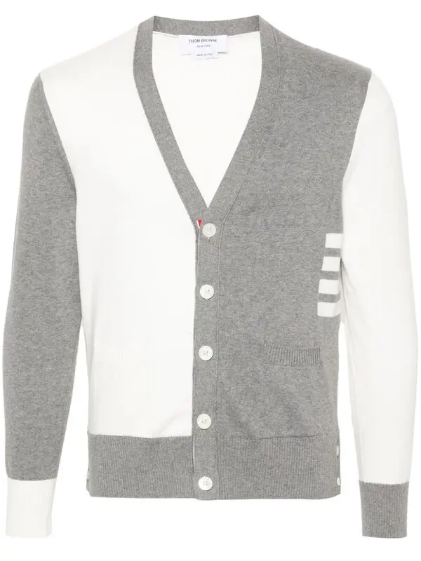 Thom Browne 4-bar Colourblock Cardigan - Grey